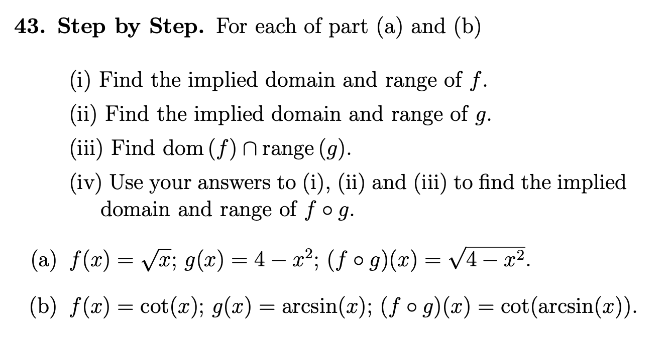 Solved 43. Step by Step. For each of part (a) and (b) (i) | Chegg.com