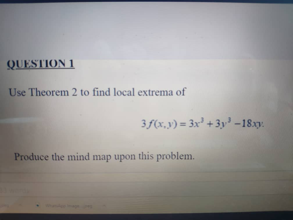 Solved QUESTION 1 Use Theorem 2 to find local extrema of | Chegg.com