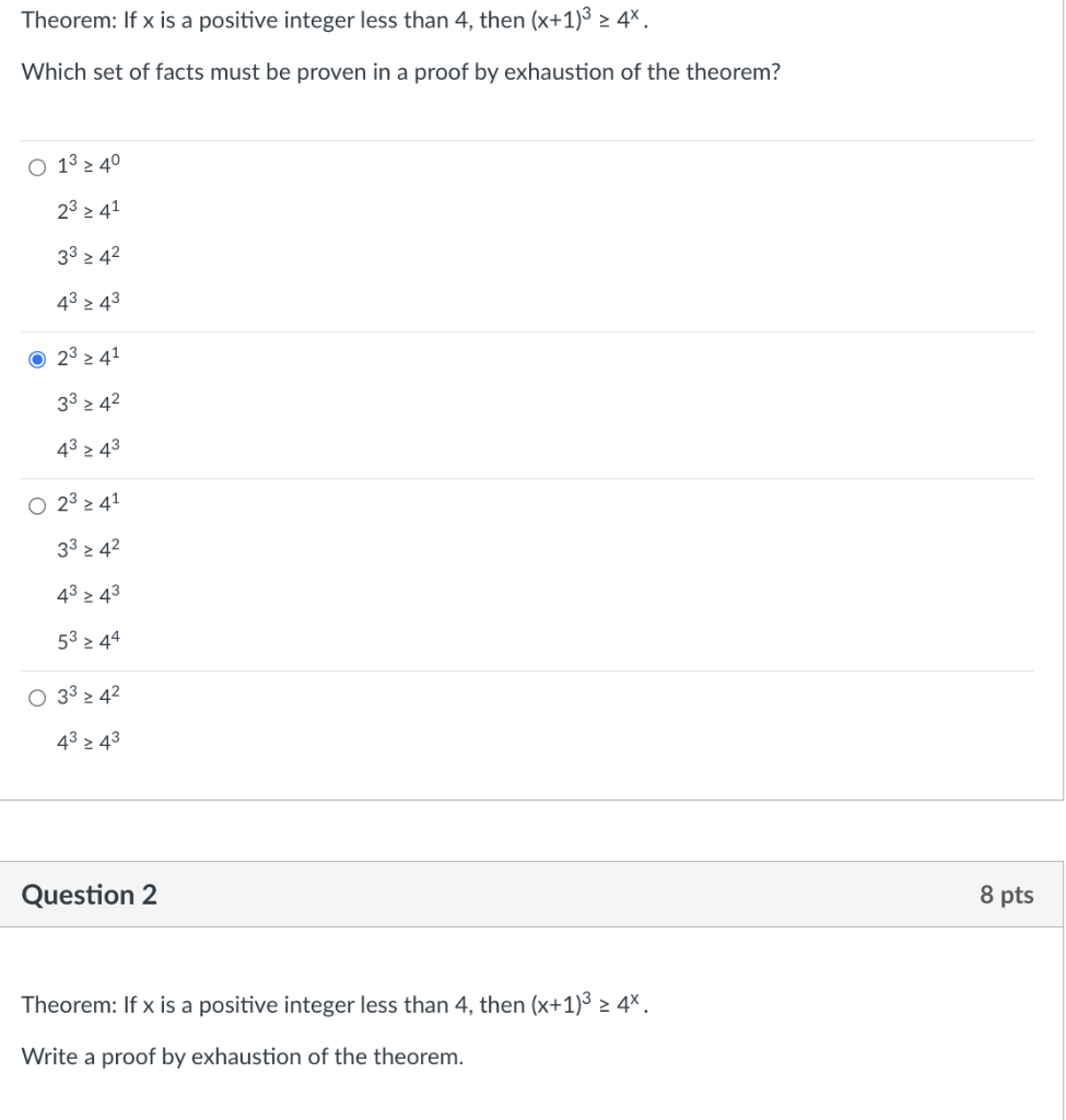Solved Theorem: If x is a positive integer less than 4 , | Chegg.com