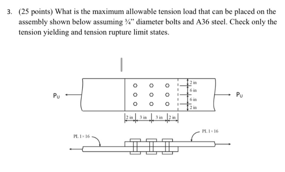Solved 3. (25 points) What is the maximum allowable tension | Chegg.com