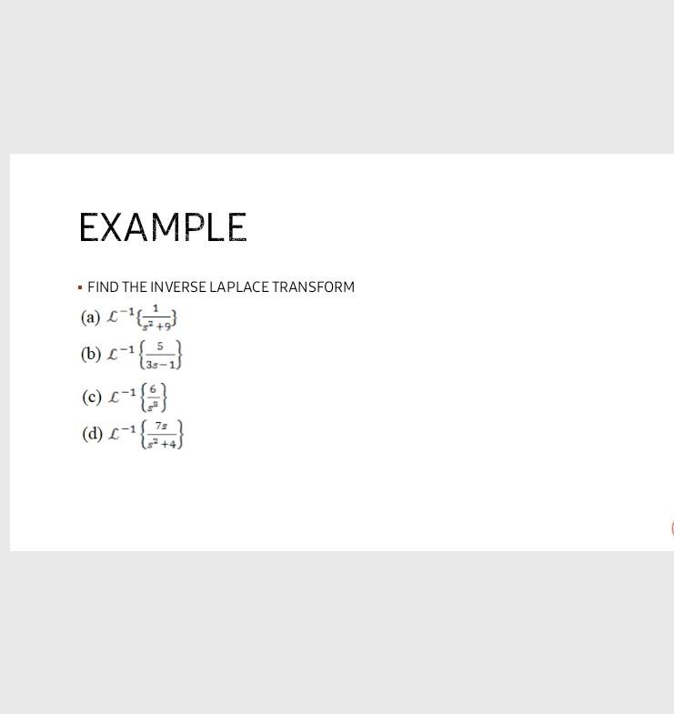 Solved EXAMPLE (a) 6-1 . FIND THE INVERSE LAPLACE TRANSFORM | Chegg.com