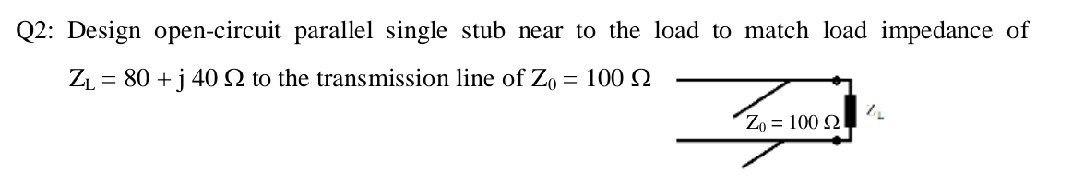 Solved Q2: Design open-circuit parallel single stub near to | Chegg.com