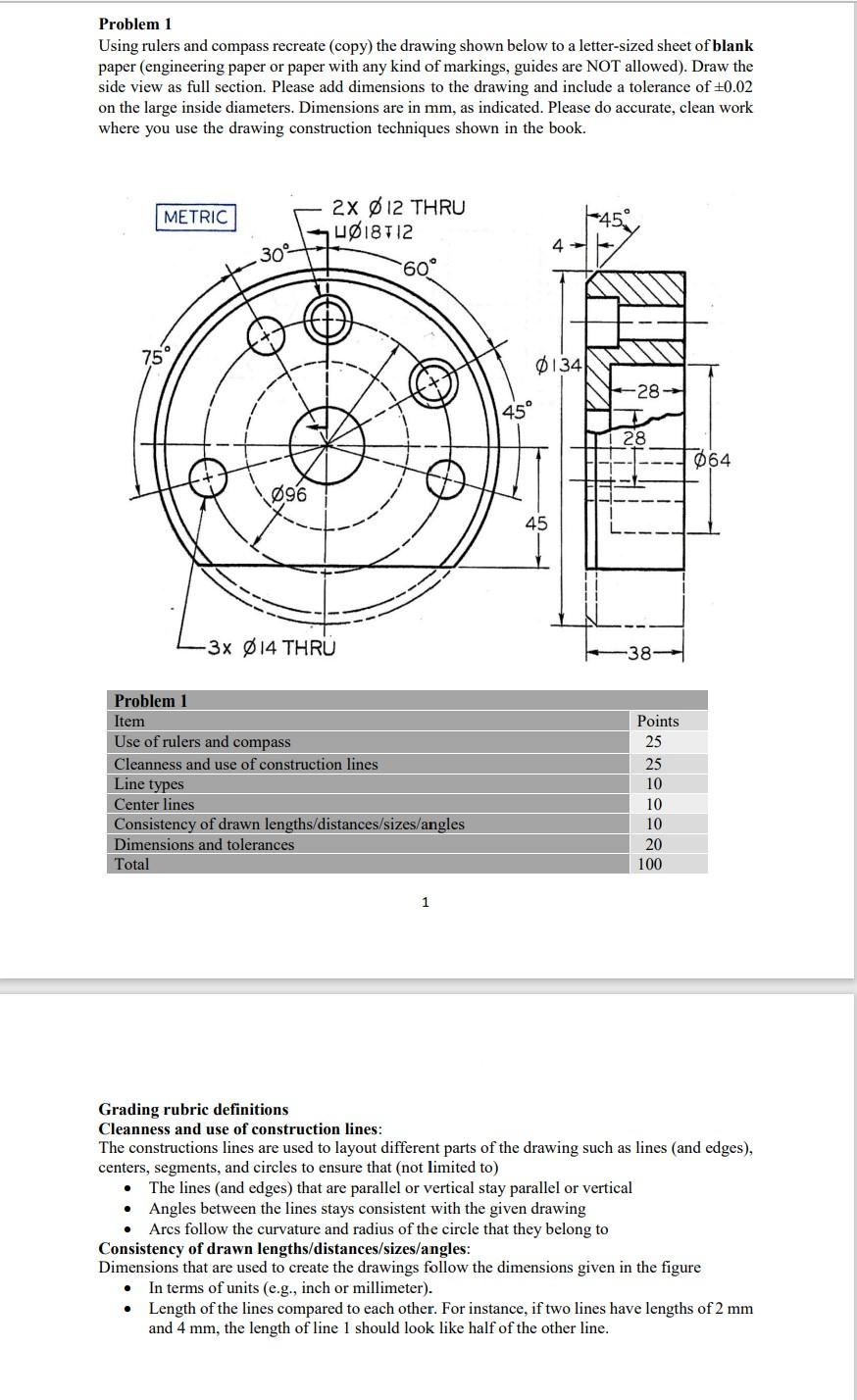 Problem 1 Using rulers and compass recreate (copy) | Chegg.com