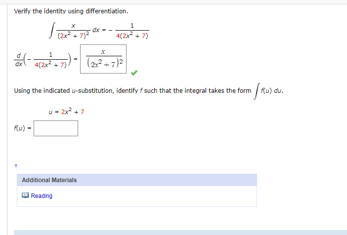 Solved Verify the identity using differentiation. 1 l dx | Chegg.com