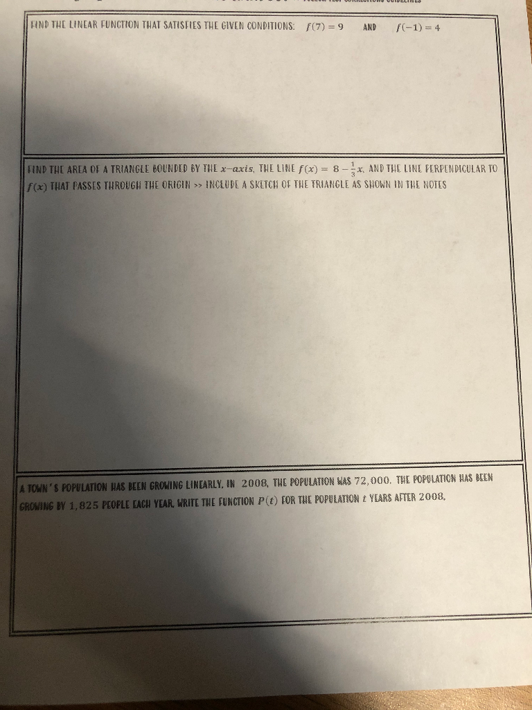 Solved FIND THE LINEAR FUNCTION THAT SATISFIES THE GIVEN | Chegg.com