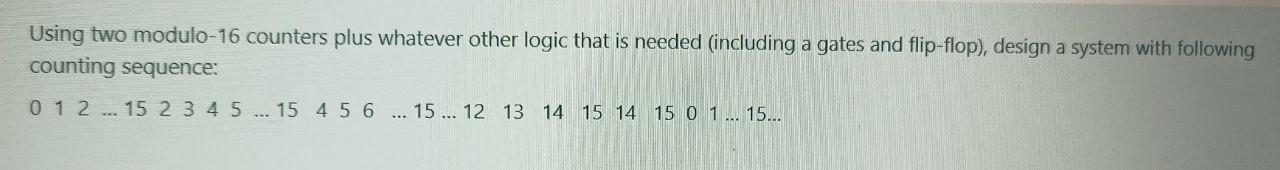 Using two modulo-16 counters plus whatever other | Chegg.com