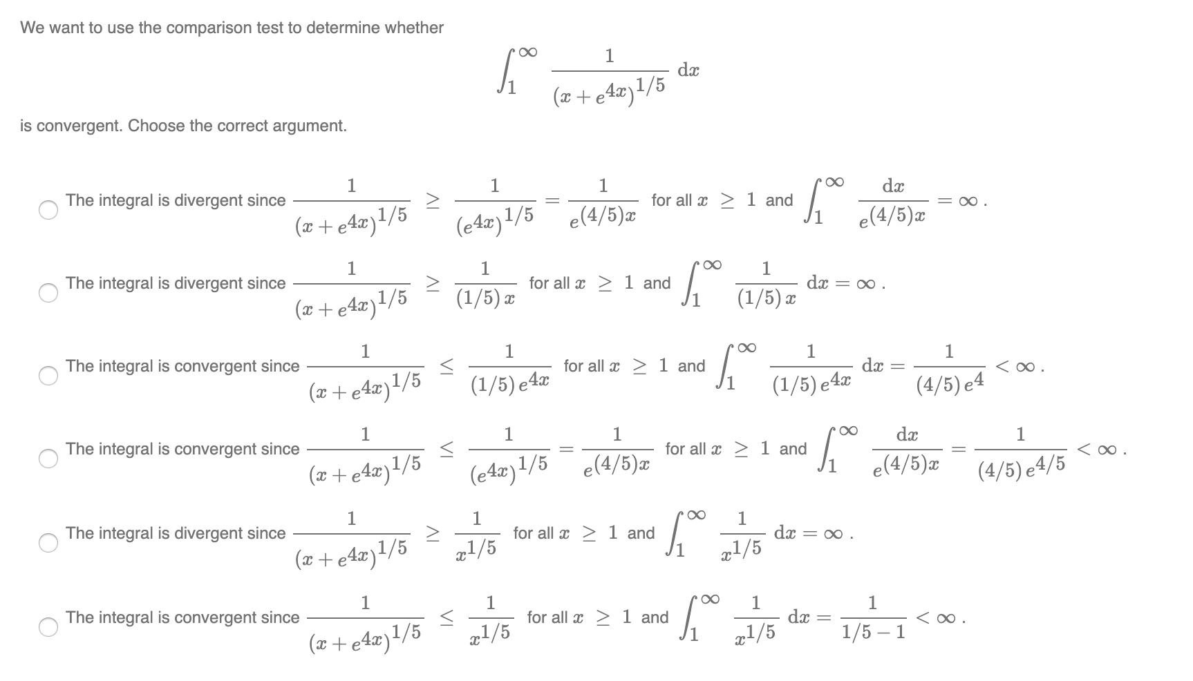 Solved We wish to determine the convergence or divergence of | Chegg.com