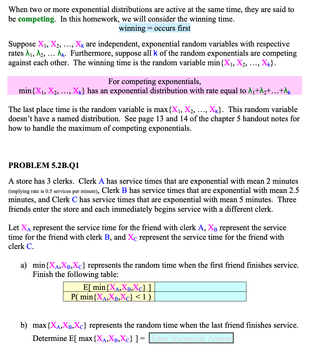 Solved When two or more exponential distributions are active | Chegg.com