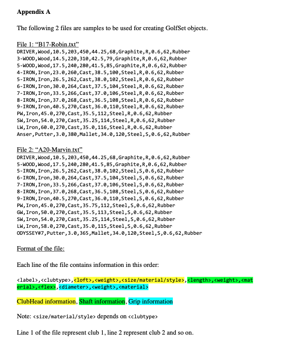 Solved In the game of Golf, golfers have a collection of | Chegg.com