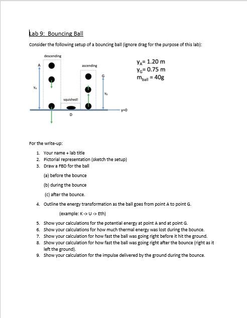 Solved Lab 9: Bouncing Ball Consider the following setup of | Chegg.com