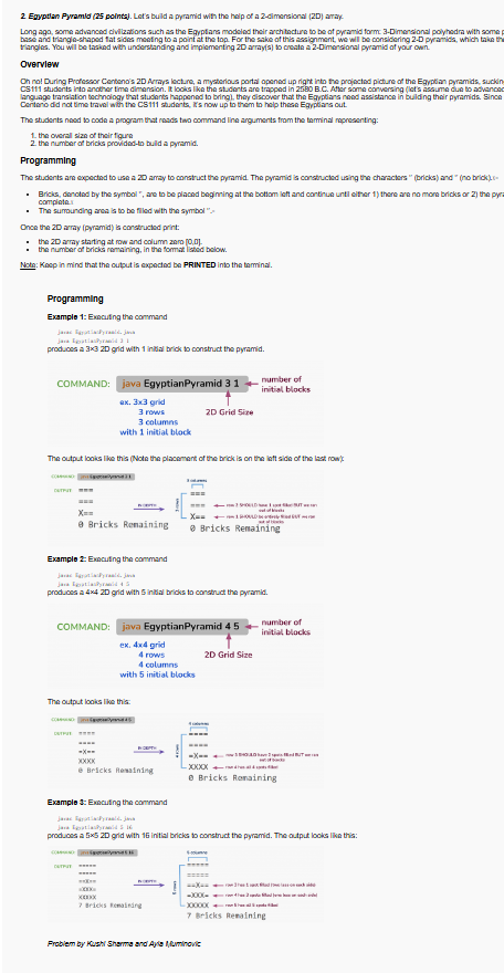 Solved 2. ﻿Egyptlan Pyramed ( 25 ﻿pointil. Let's build a | Chegg.com