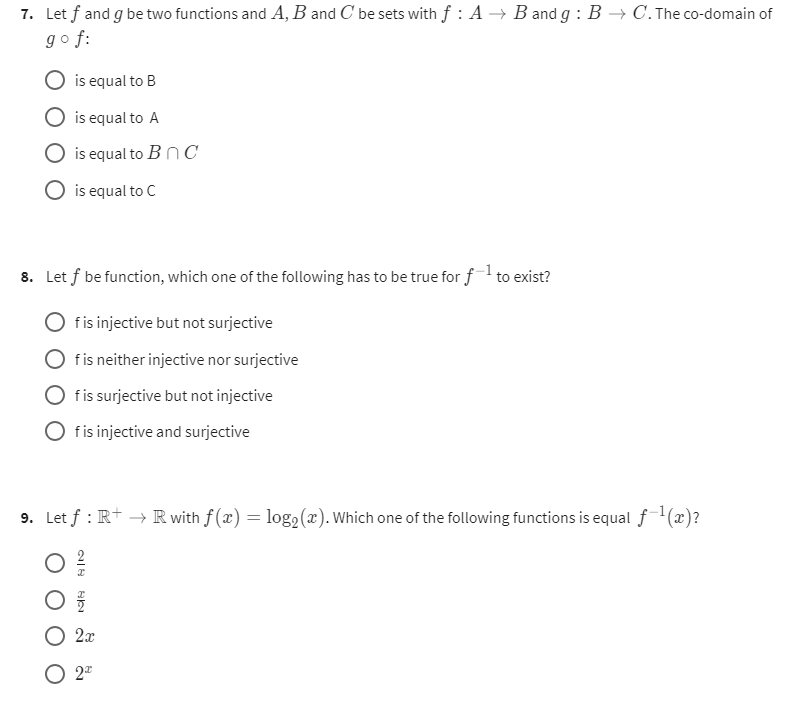 Solved 4. Which one of the following functions is injective? | Chegg.com