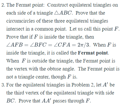 Solved ∞2. The Fermat point: Construct equilateral triangles | Chegg.com