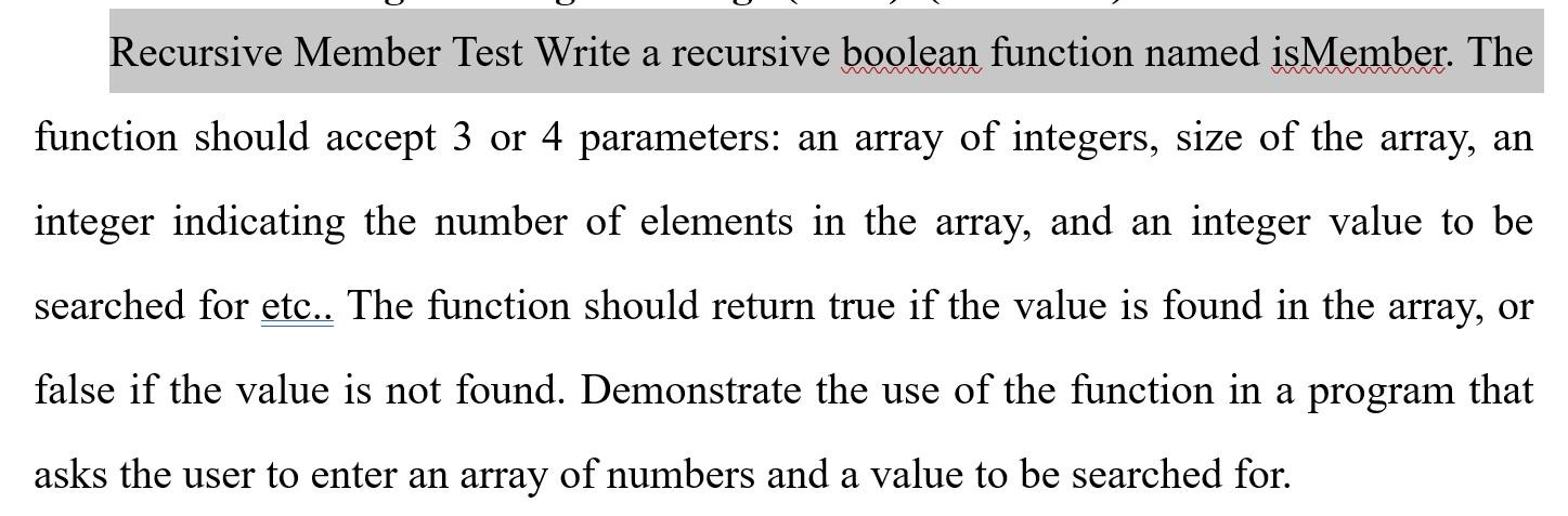 Solved Recursive Member Test Write A Recursive Boolean