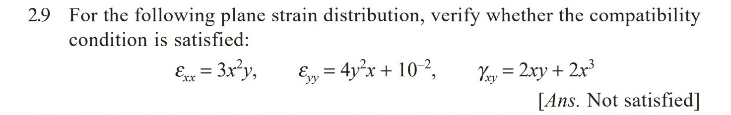 Solved 2.9 For the following plane strain distribution, | Chegg.com