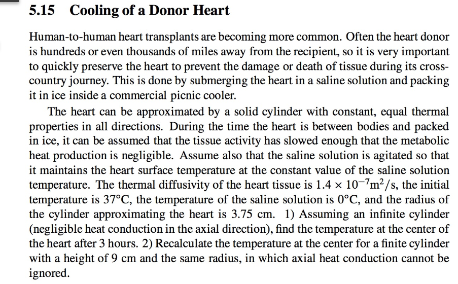 5.15 Cooling of a Donor Heart Human-to-human heart | Chegg.com