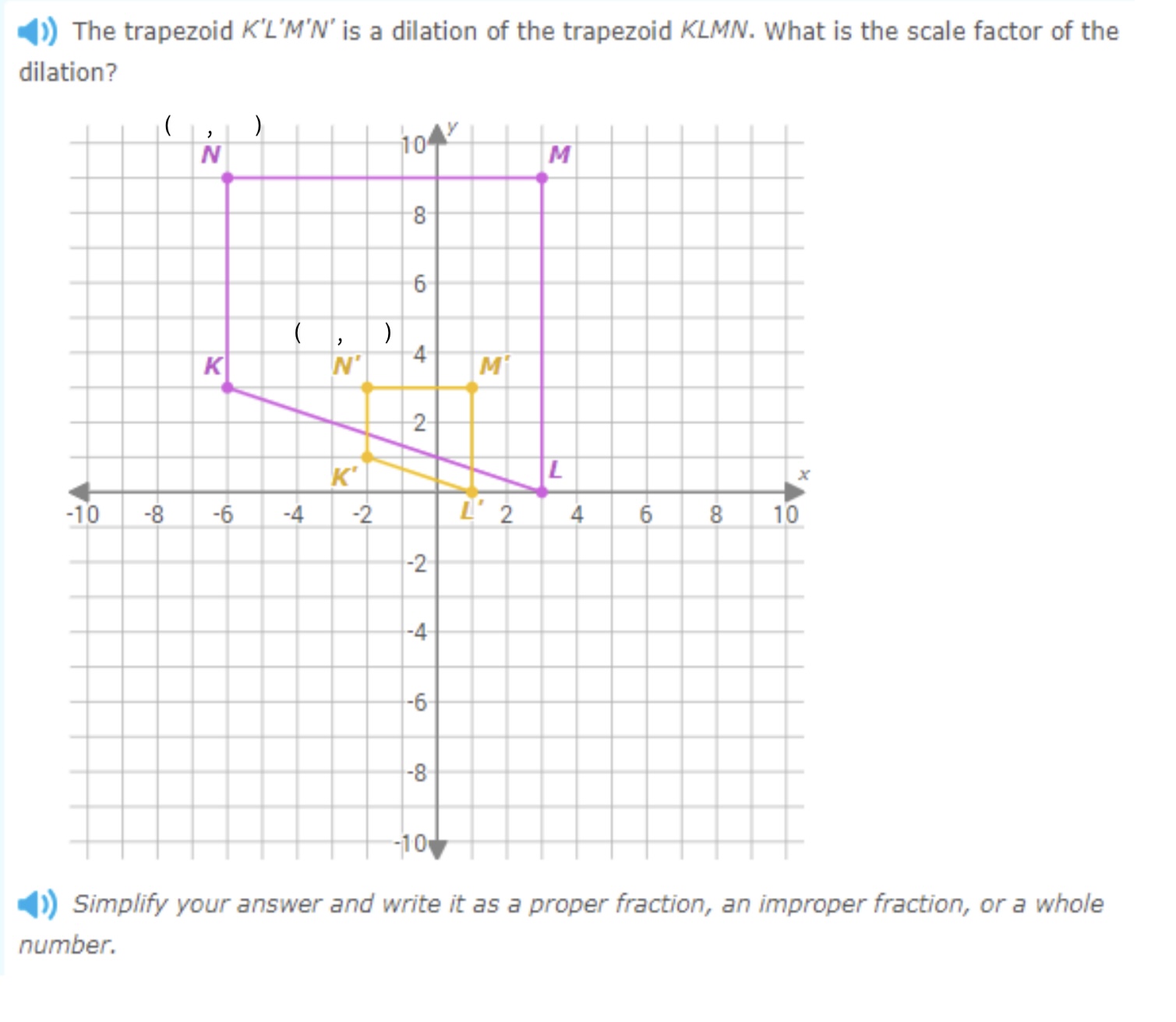 Solved The trapezoid K'L'M'N' is ﻿a dilation of ﻿the | Chegg.com