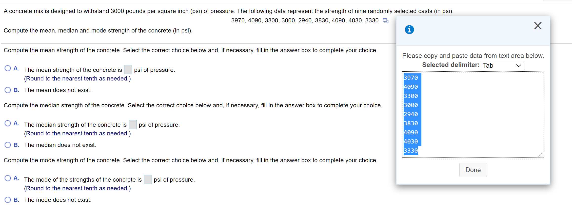 Solved A concrete mix is designed to withstand 3000 pounds | Chegg.com