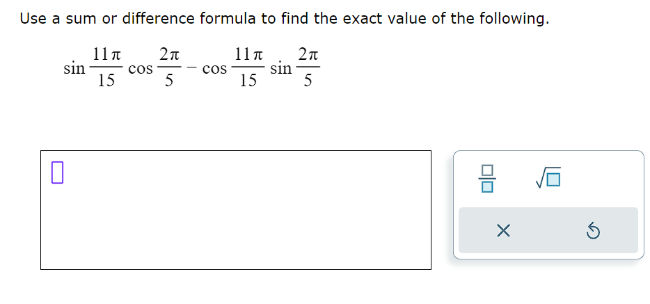 Solved Use a sum or difference formula to find the exact | Chegg.com