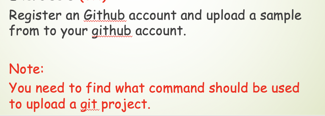 Solved Register an Github account and upload a sample from | Chegg.com