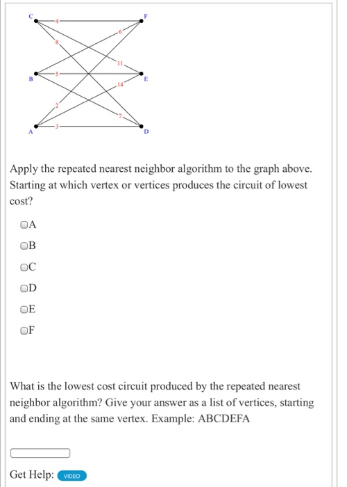 Solved 14 Apply the repeated nearest neighbor algorithm to | Chegg.com
