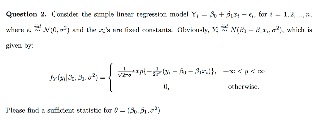 Solved Question 2. Consider the simple linear regression | Chegg.com