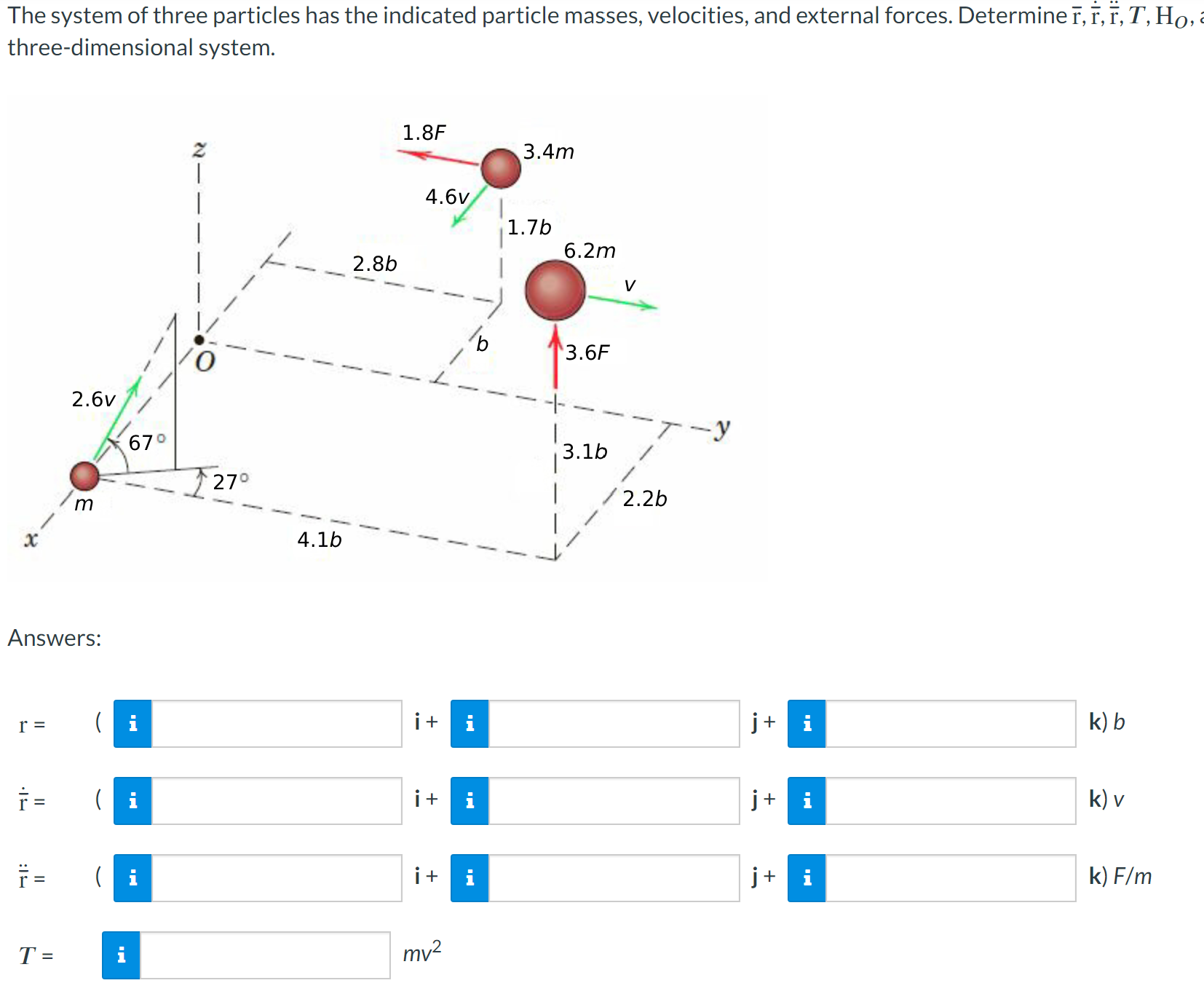 Solved The system of three particles has the indicated | Chegg.com