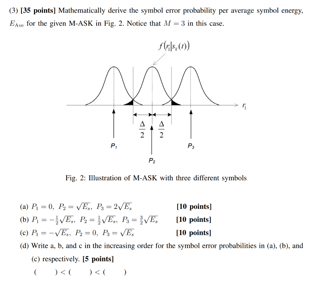 Mathematically derive the symbol error probability | Chegg.com