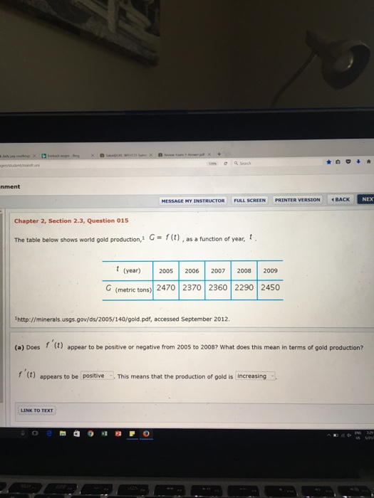 Solved nment NEXT PRINTER VERSION Chapter 2, Section 2.3, | Chegg.com