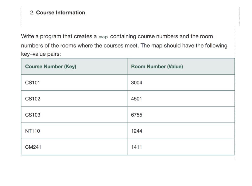 Solved 2. Course Information Write a program that creates a | Chegg.com