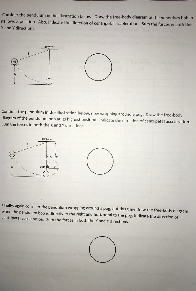 Solved Consider the pendulum in the illustration below. Draw | Chegg.com