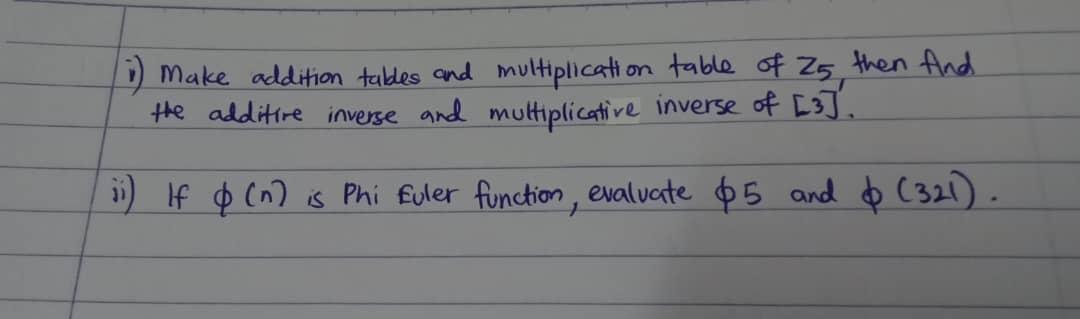 Solved i) Make addition tables and multiplication table of | Chegg.com