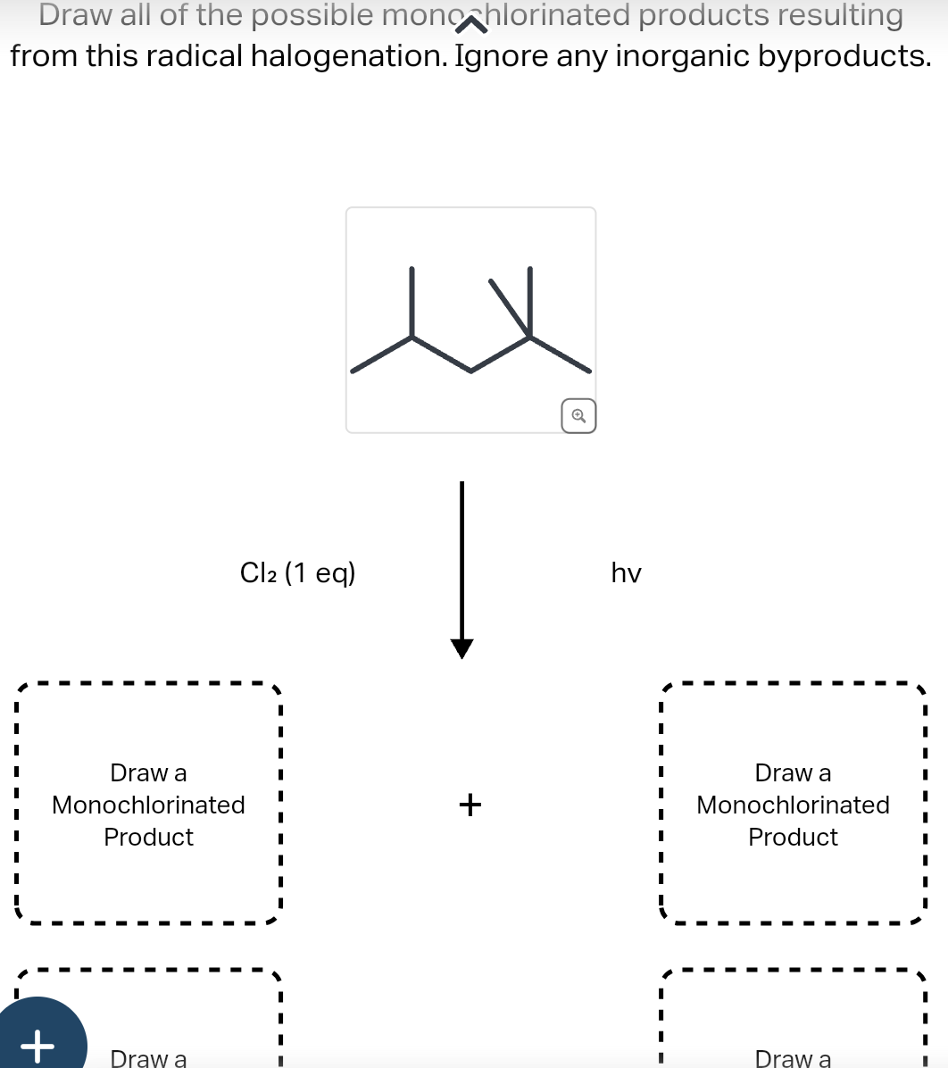 Solved Draw all of the possible monc hlorinated products | Chegg.com