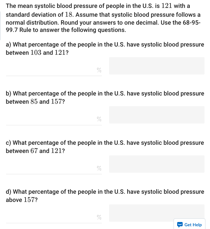 The mean systolic blood pressure of people in the | Chegg.com