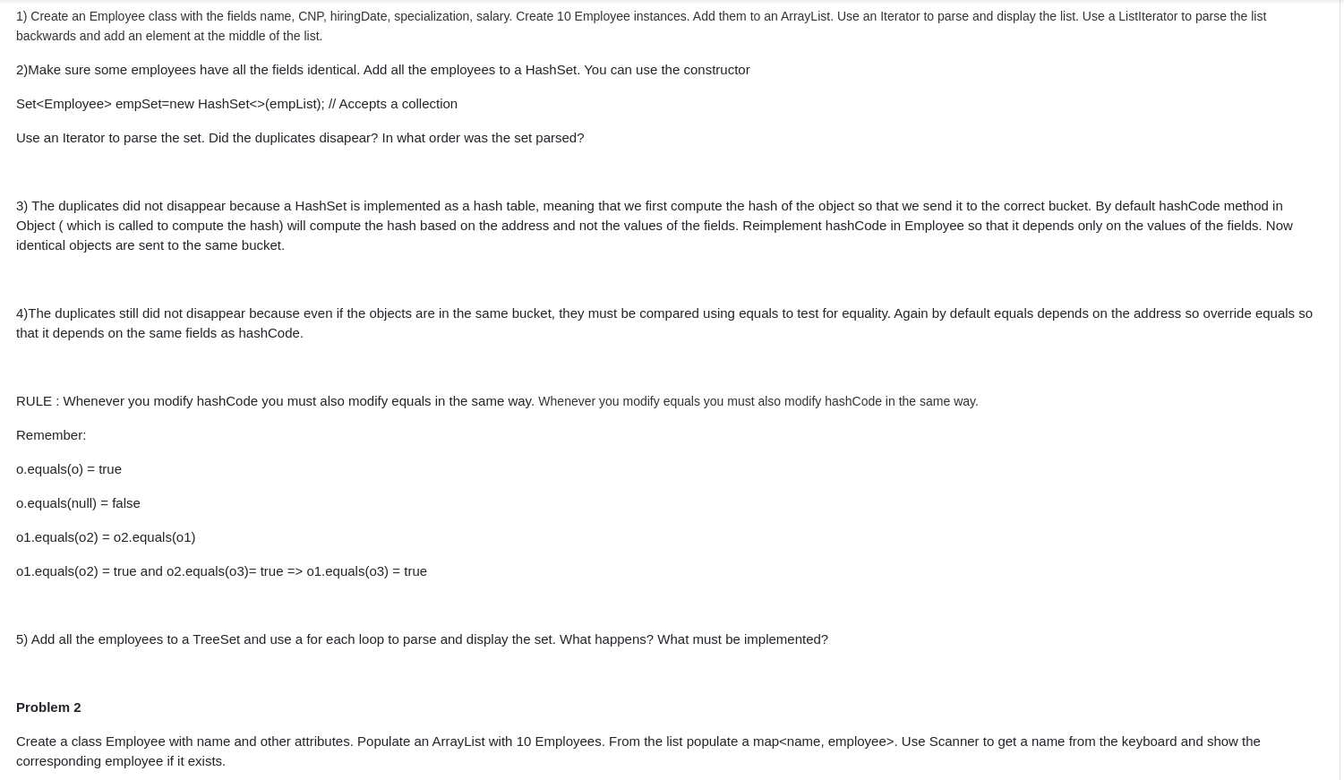 1) Create an Employee class with the fields name, | Chegg.com