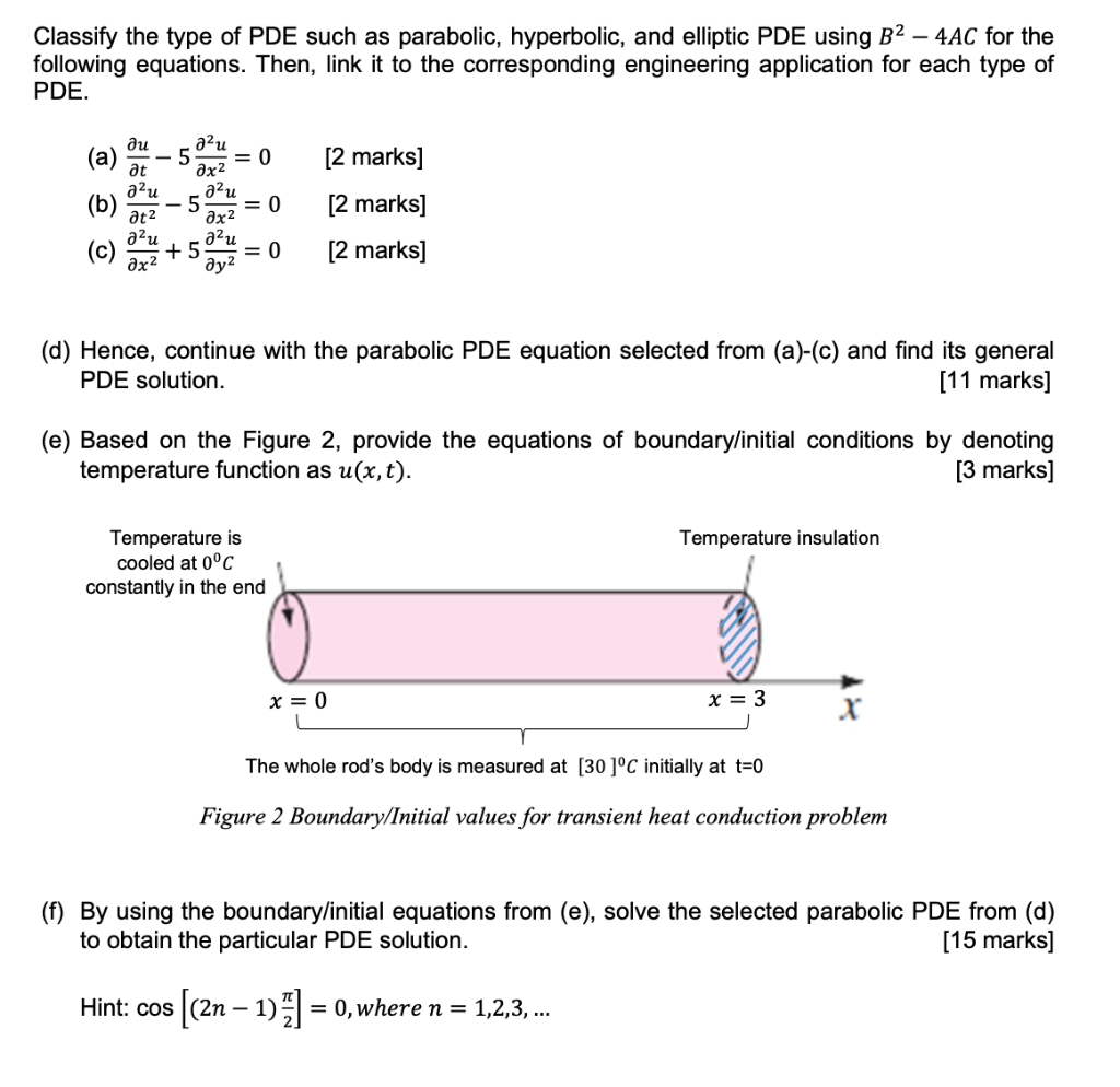 Solved Classify the type of PDE such as parabolic, | Chegg.com