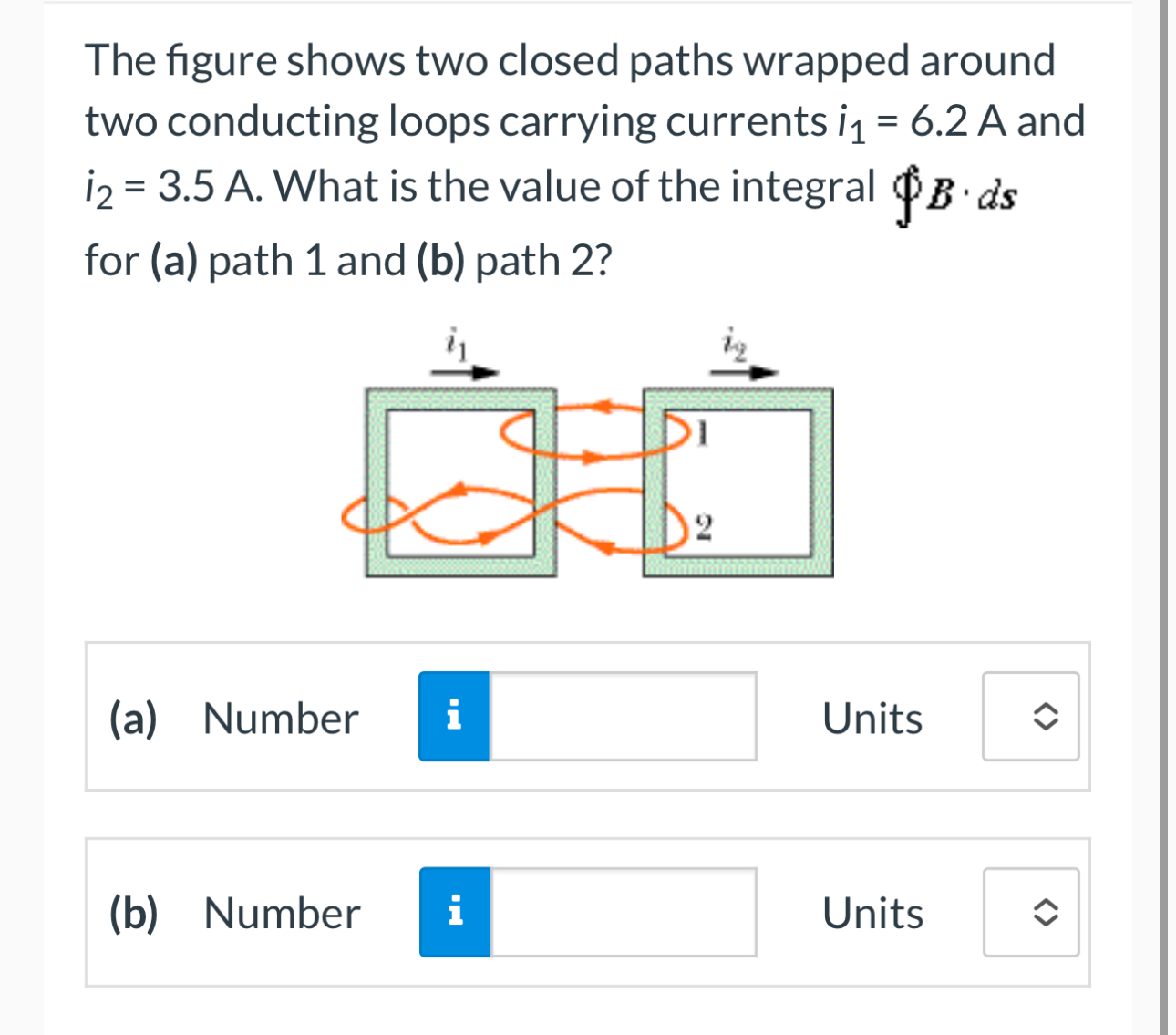 Solved The figure shows two closed paths wrapped aroundtwo | Chegg.com