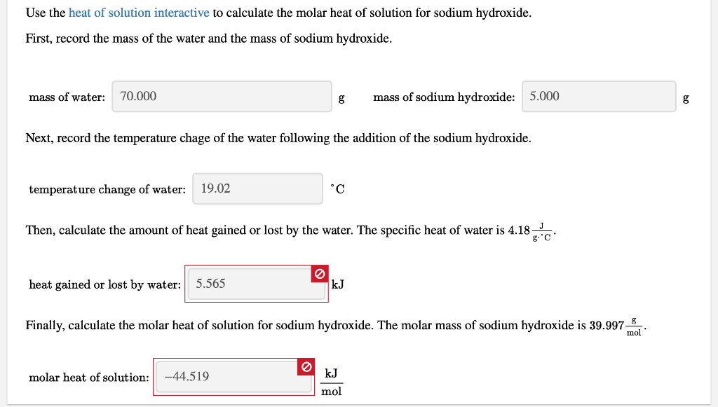 Solved Use the heat of solution interactive to calculate the | Chegg.com