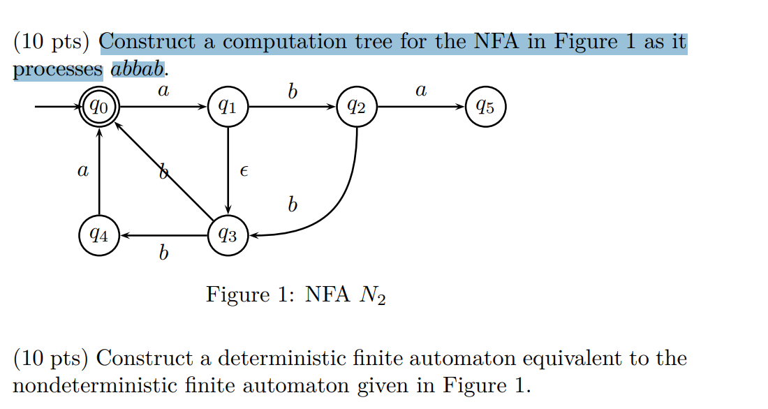 Solved (10 pts) Construct a computation tree for the NFA in | Chegg.com