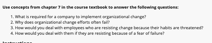 Solved Use concepts from chapter 7 in the course textbook to | Chegg.com