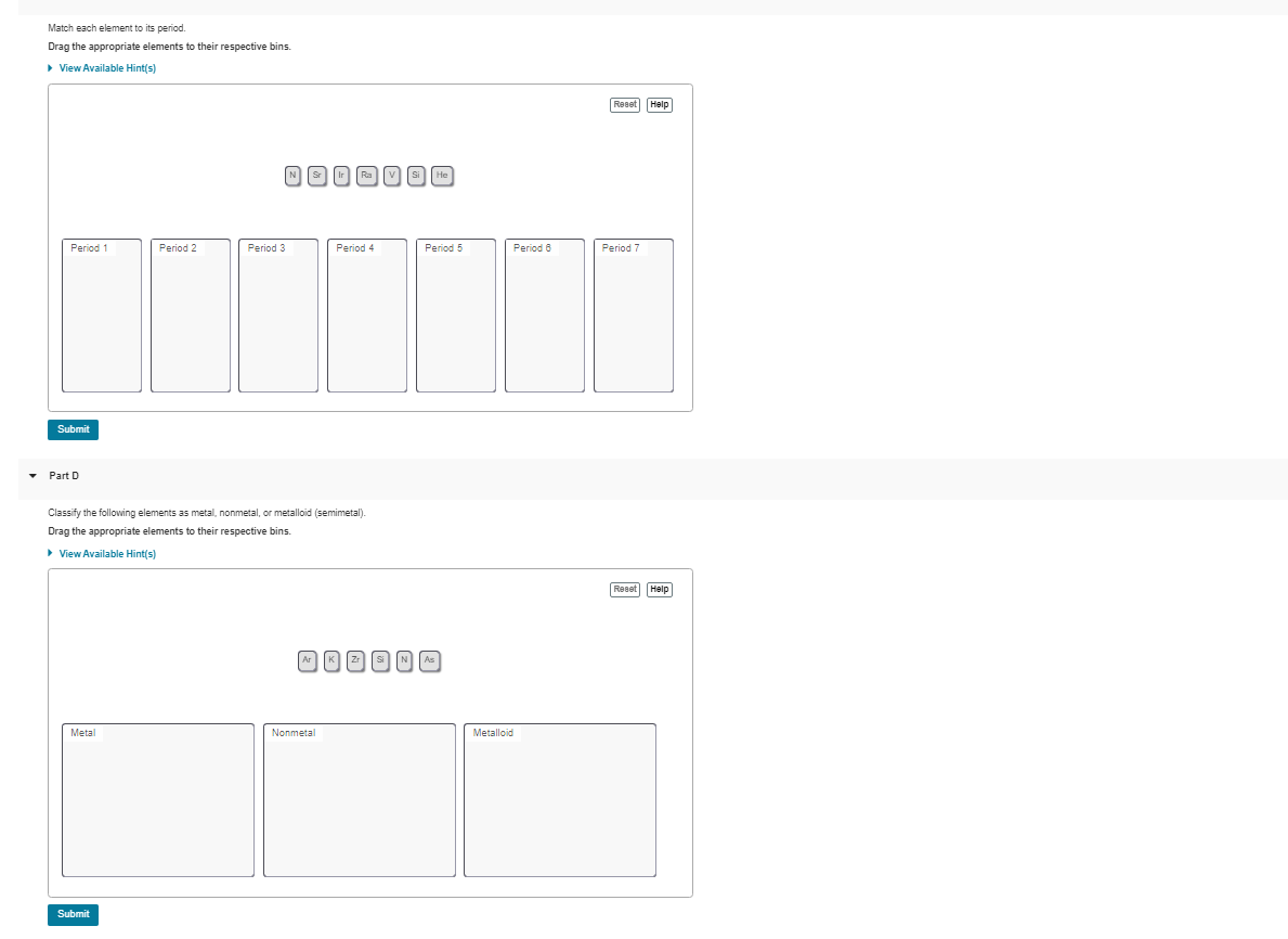 Solved Match each element to its period. Drag the | Chegg.com
