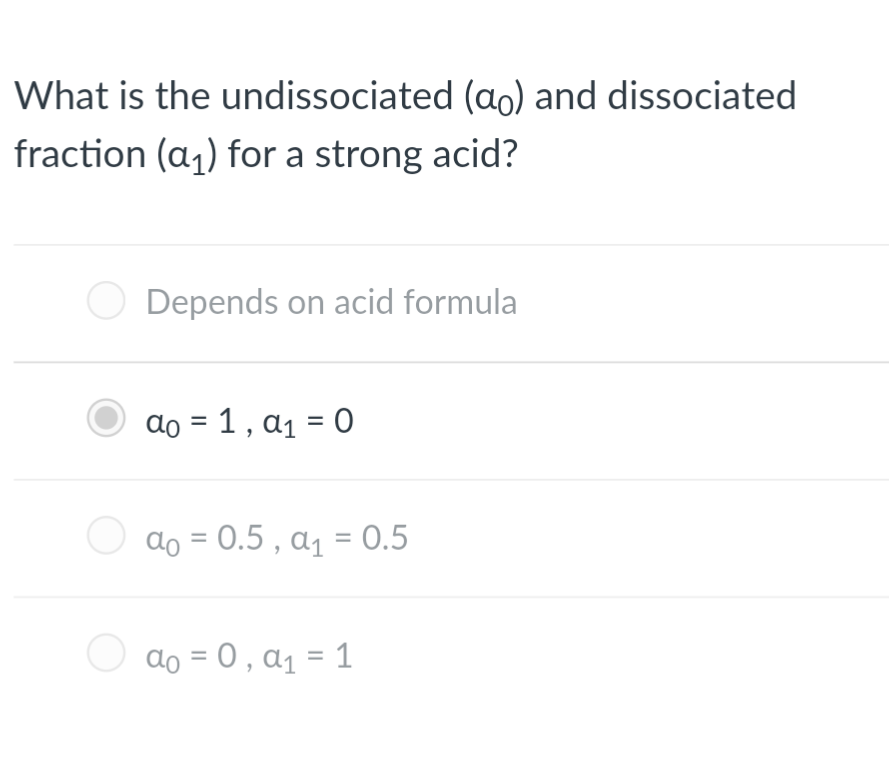 Solved What is the undissociated (a0) and dissociated | Chegg.com