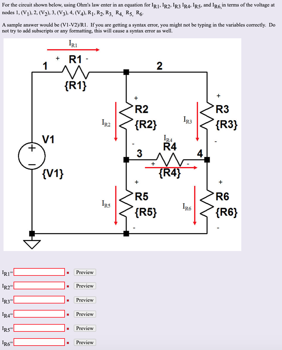 Solved For the circuit shown below, using Ohm's law enter in | Chegg.com