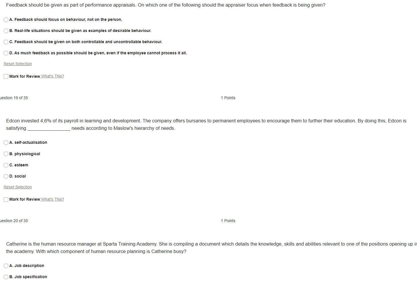 Solved Feedback should be given as part of performance | Chegg.com