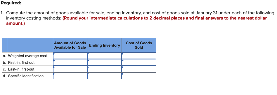 Solved Required: 1. Compute the amount of goods available | Chegg.com