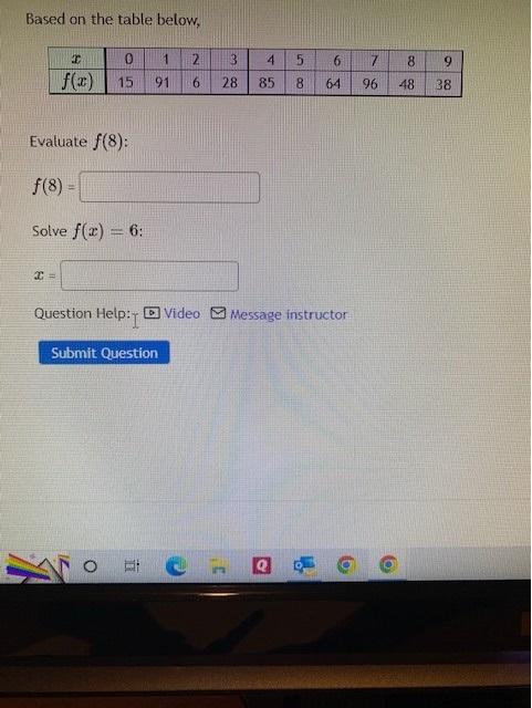 Solved Based on the table below, I 0 1 2 4 5 6 7 8 f(x) 15 | Chegg.com