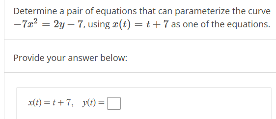 Solved Determine a pair of equations that can parameterize | Chegg.com