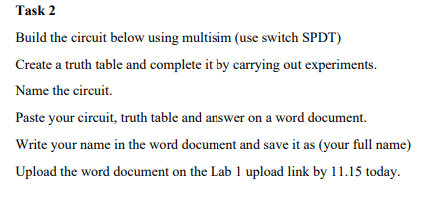 Task 2 Build the circuit below using multisim (use | Chegg.com