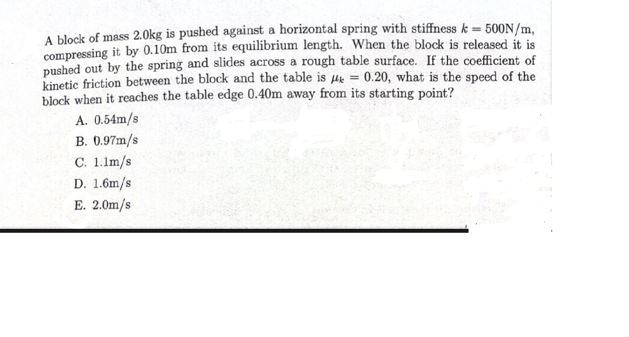 Solved A block of mass 2.0 kg is pushed against a horizontal | Chegg.com