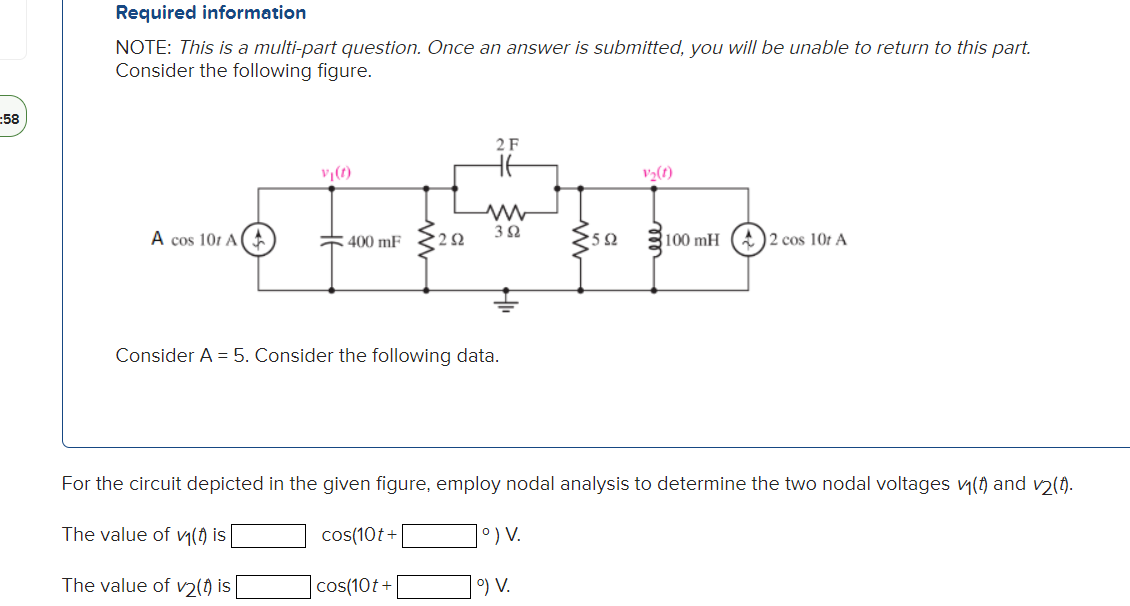 Solved For the circuit depicted in the given figure, employ | Chegg.com